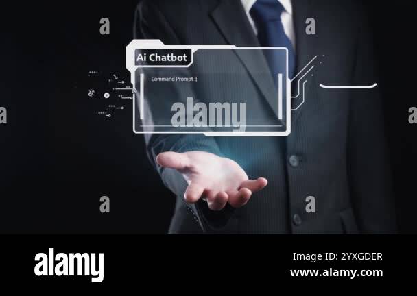 Human interact with AI artificial intelligence virtual assistant chatbot in concept of AI ...