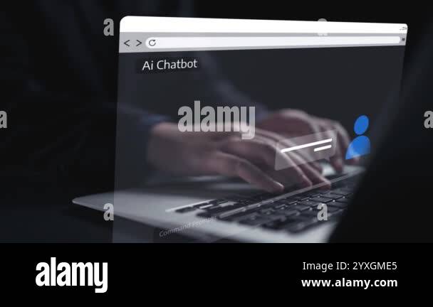 Human interact with AI artificial intelligence virtual assistant chatbot in concept of AI ...