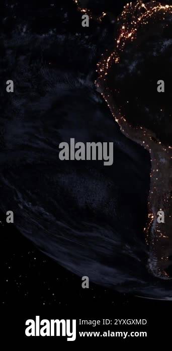 Planet earth 3D orbital animation with realistic geography surface and ...