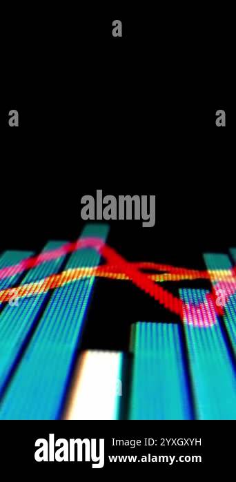 Closeup macro shot movement of stock graph displayed on LED screen ...