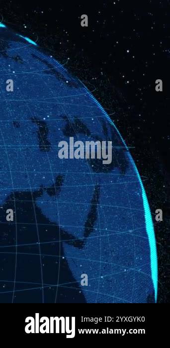 Digital earth 3D orbital rotation in space showing concept of network technology . Hologram of ...