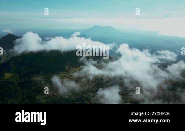 Aerial view of the beauty of the island of Java. There is a beautiful ...