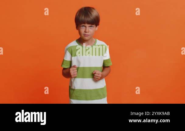 Dissatisfied young preteen child boy kid expressing disbelief ...