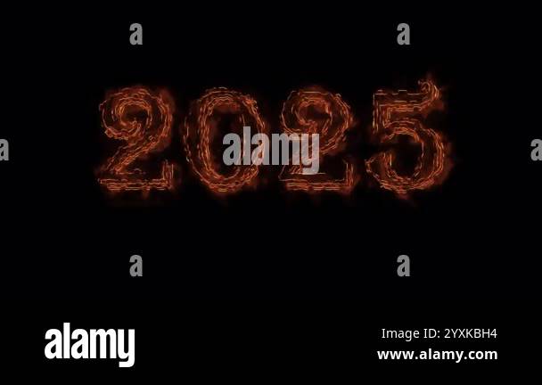 2025 is on Fire Effects New Year festive celebrations Animation. Happy ...