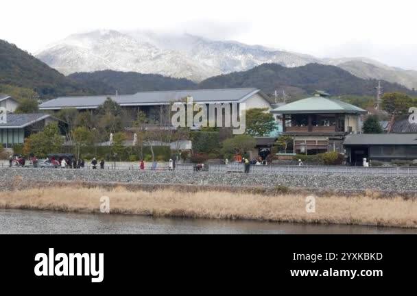 Landscape local view of katsura river in Kyoto Arashiyama area with ...