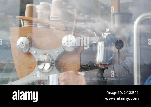 January28,2024.Arashiyama,Kyoto,Japan.view though glasses window into coffee cafe % arabica ...