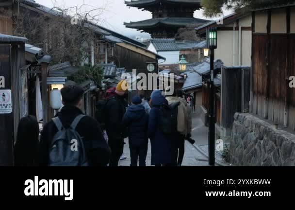 January25,2024.Kyoto,Japan.landscape street alley view with crowded ...