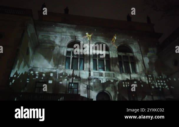 Stockholm, Sweden, December 7, 2024. Art installation projected onto a ...