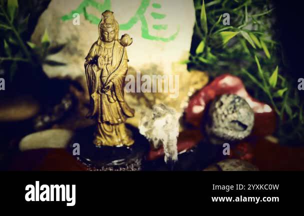 Guanyin godness at a Chinese dragon well in vintage view Stock Video ...