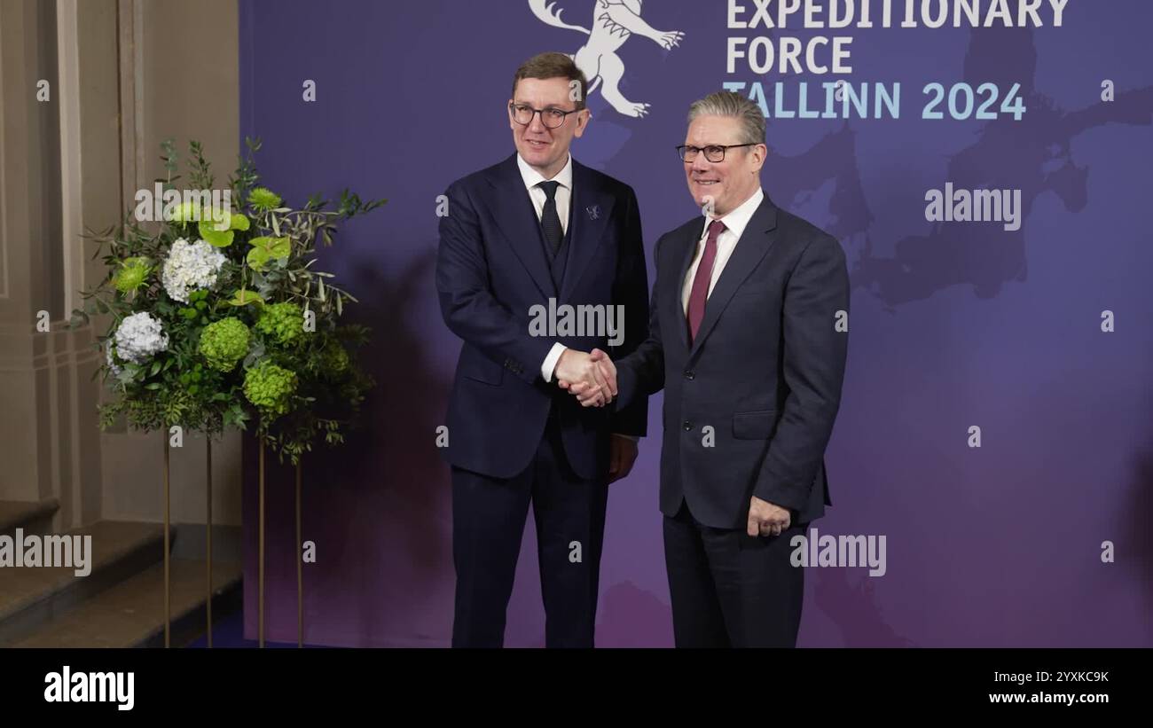 Sir Keir Starmer is greeted at JEF Conference by Estonian PM Stock ...