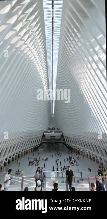 New York, USA, August 16, 2024. Vertical footage inside the Oculus ...