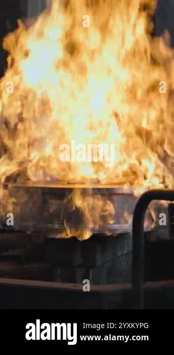 Slow motion of the steel hardening process by heating the metal to ...
