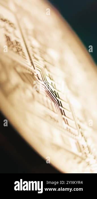 Bitcoin gold coin spins on the dark blue background. Digital ...