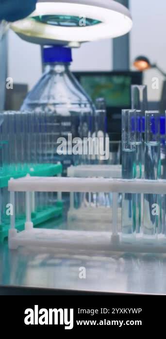 Advanced medical research laboratory: Close up of chemist or scientist ...