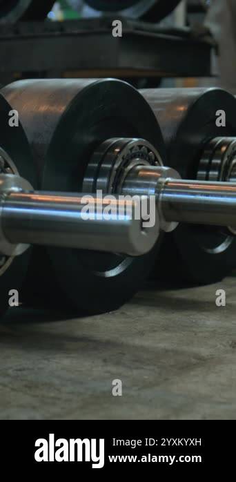 Close up of products made from metal or steel lying at manufacturing ...