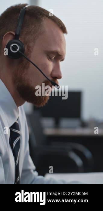 Professional stock exchange trader works in modern office. Financial ...