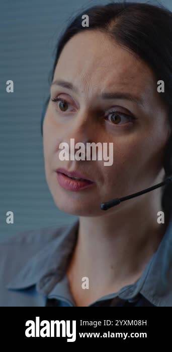 Modern call center office of psychological helpline: Portrait of ...