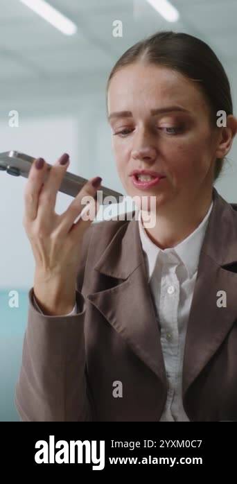 Caucasian woman works in modern office: Female marketing specialist or ...