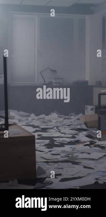 Bank robbery at night or murder case: Papers and office equipment ...