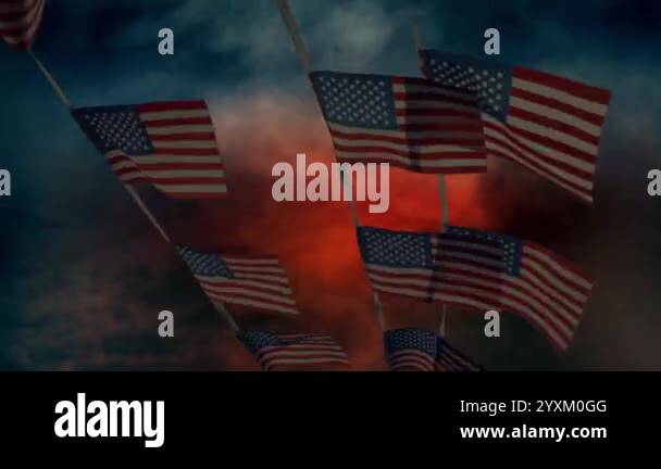 War Scene Of Flags And Dramatic Sky Stock Video Footage - Alamy