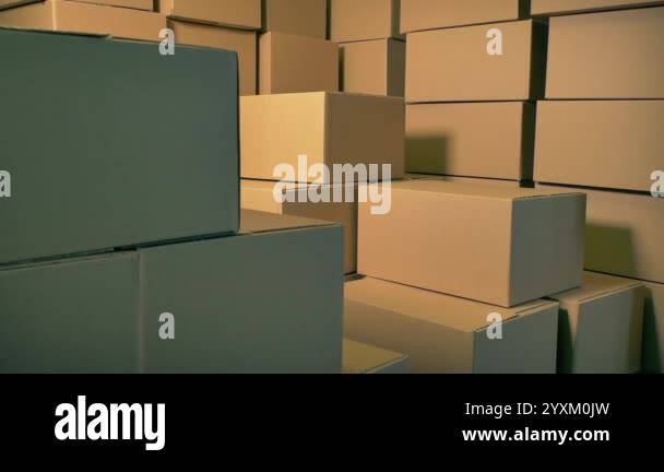 Boxes Stacked Up In Room, Generic Product Stock Video Footage - Alamy