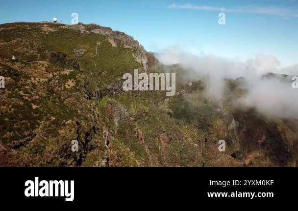 Aerial drone shot over Madeira summits and peaks. High quality 4k ...