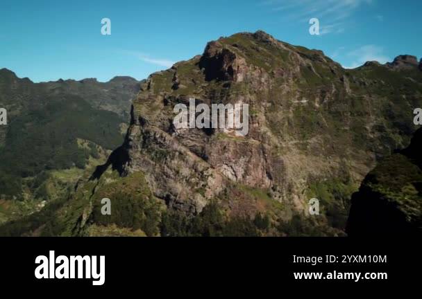 Aerial drone shot over Madeira summits and peaks. High quality 4k ...