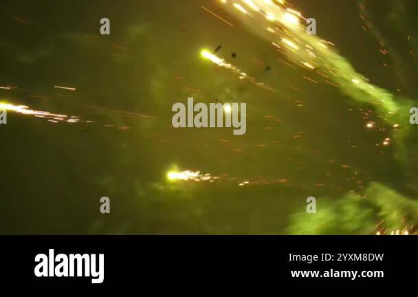Fireworks. Shooting fireworks from a birds eye view. High quality 4k ...