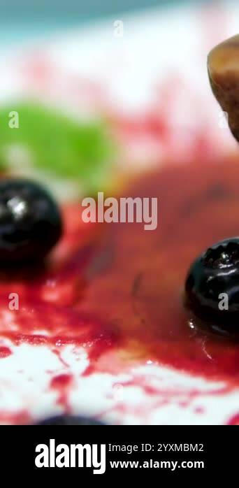 Venison in an expensive luxury restaurant on cruise ship with cherries ...