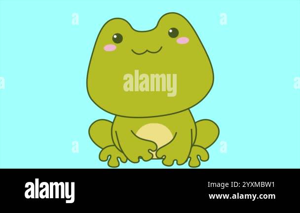 Cute little green frog. Minimal modern seamless motion design. Abstract ...