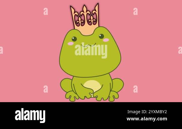 Cute frog prince with crown. Minimal modern seamless motion design ...