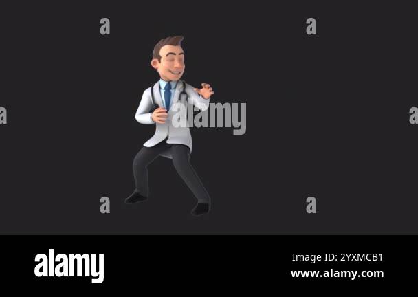 Fun 3D cartoon doctor practicing karate - animation Stock Video Footage ...