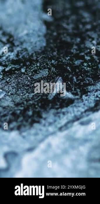 Vertical video. Glitter paint flow. Acrylic fluid. Defocused black ...