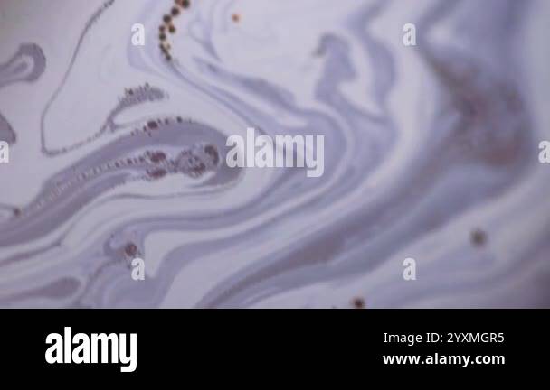 Paint mix. Bubble fluid flow. Defocused blue yellow color oil texture ...