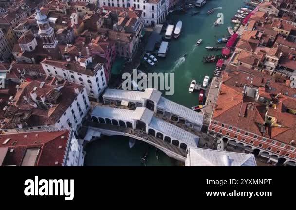 A breathtaking aerial view beautifully capturing the iconic Rialto ...