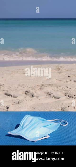 Portrait footage of the beautiful beach in Cuba Varadero, showing a ...