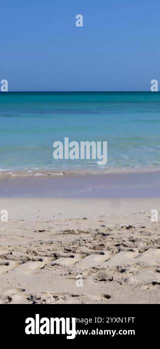 Portrait footage of the beautiful beach front of the Cuban beach at ...
