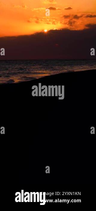 Portrait footage of the beautiful beach in the town of Varadero in Cuba ...