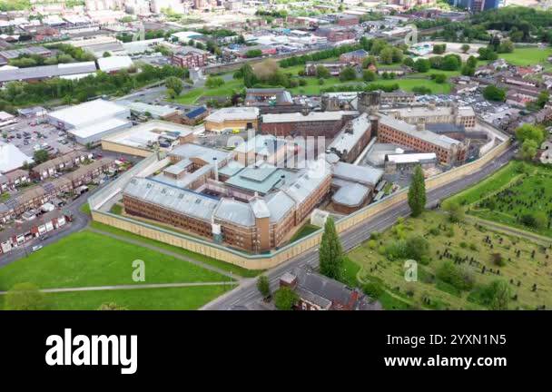 Aerial drone footage of the town of Armley in Leeds West Yorkshire in ...