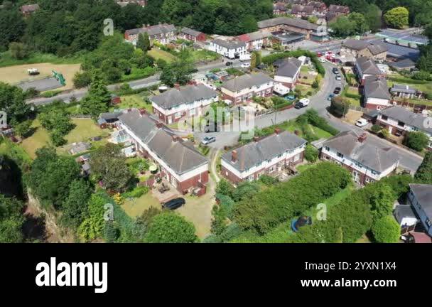 Aerial footage of the beautiful small British town of Hemsworth in the ...