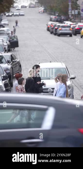 KYIV, UKRAINE OCTOBER 21, 2024 : Vertical video of a crowd of people on ...