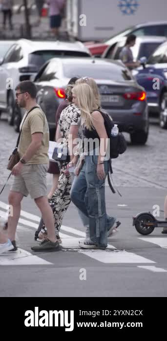 KYIV, UKRAINE OCTOBER 21, 2024 : Vertical video of a crowd of people on ...