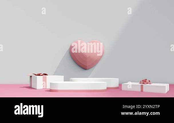 valentine display podium pedestal platform product stage minimal mockup ...