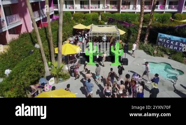 Aerial Footage of a Pool Party in California Stock Video Footage - Alamy
