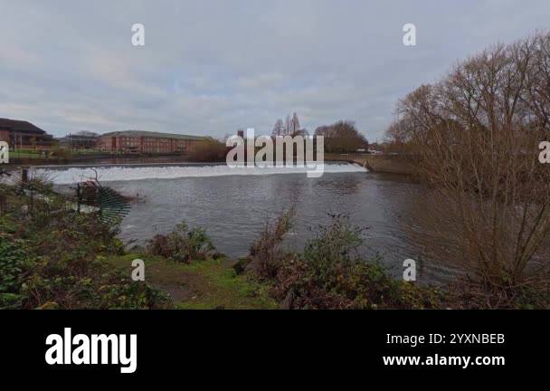 4k video of the River Derwent in the centre of Derby, Derbyshire, UK ...