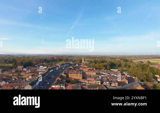 Aerial drone footage of the beautiful town of Bedale which is a market ...