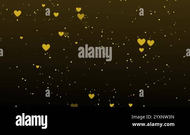 Gold heart sparkle particle background animation, love motion graphics ...