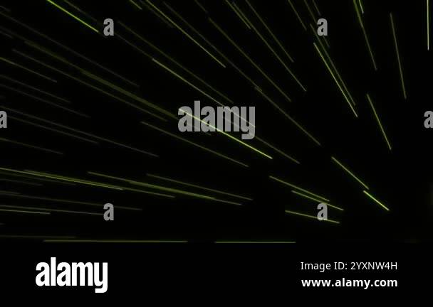 Yellow laser light corner animation on dark black background, smooth ...