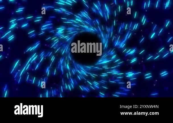 Blue spiral vortex tunnel animation, sparkling portal motion graphics ...