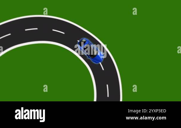 Animation of car moving on asphalt road. Looped motion, top view Stock ...